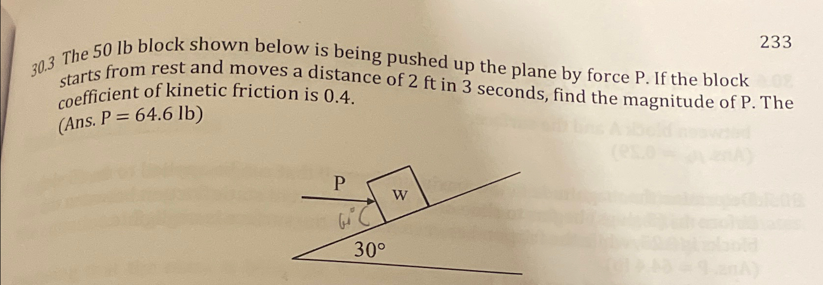 Solved 23330.3 ﻿The 50lb ﻿block shown below is being pushed | Chegg.com