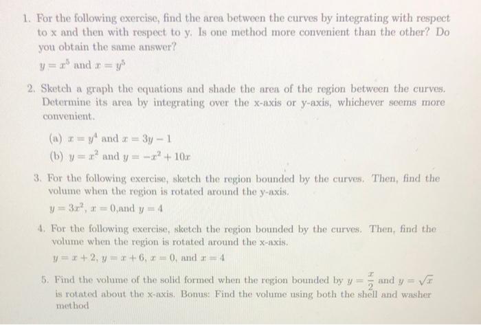 Solved 1. For the following exercise, find the area between | Chegg.com