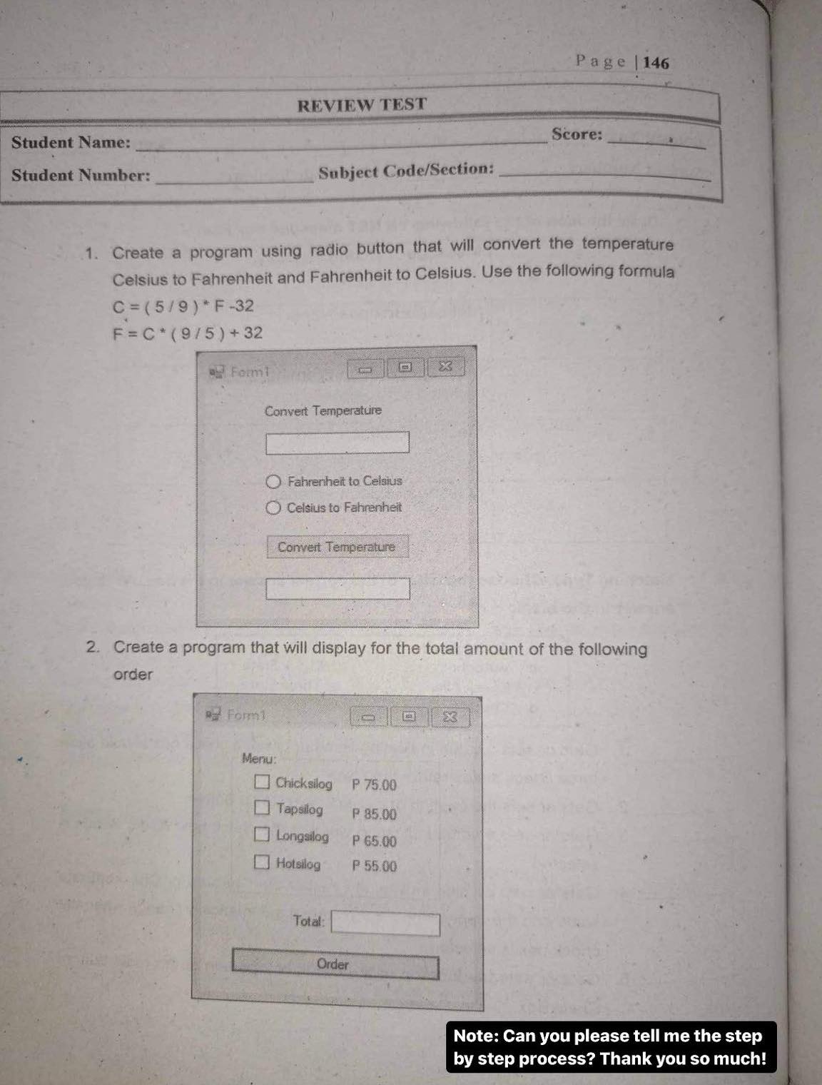 Solved Student Name:Score:Student Number:Subject | Chegg.com