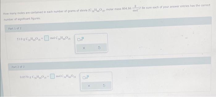 Solved How many moles are contained in each number of grams | Chegg.com