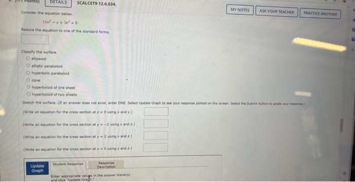 Solved Match the equation with its graph. y=4x2−4z2Cansitfer | Chegg.com
