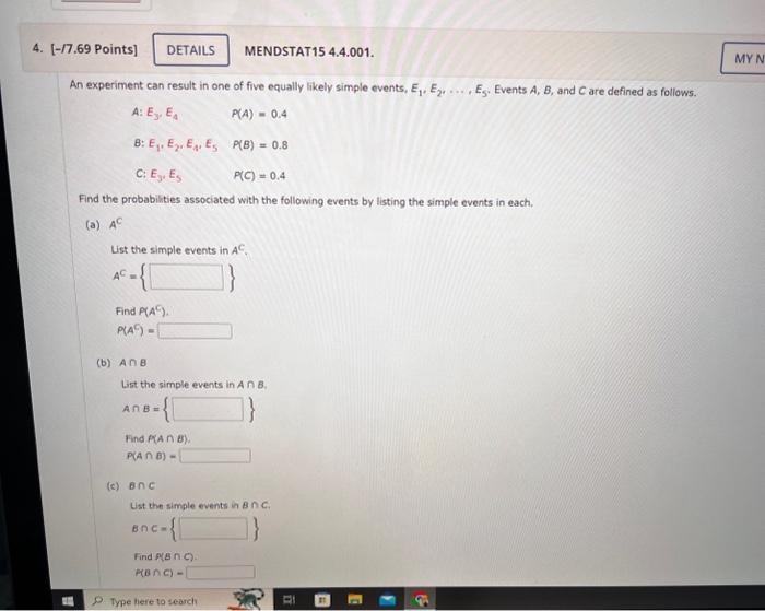 Solved An experiment can result in one of five equally | Chegg.com