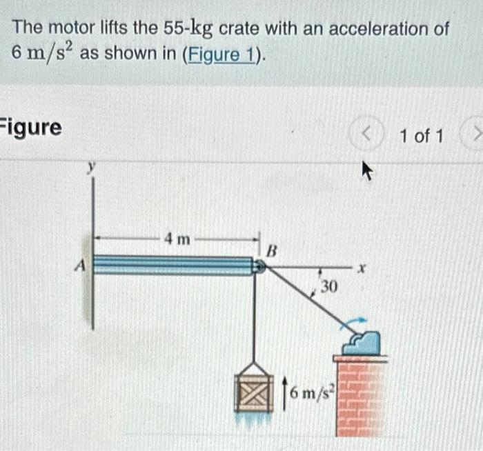 Solved The motor lifts the 55-kg crate with an acceleration | Chegg.com