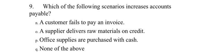 Solved 9. Which of the following scenarios increases | Chegg.com