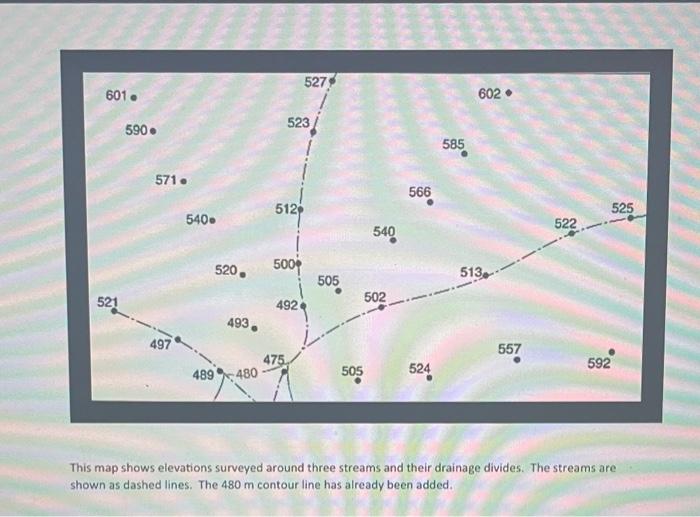 Solved Draw contour lines on the spot height map provided to | Chegg.com