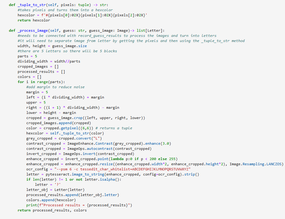 Python Processing Images: I have a wordle like game | Chegg.com