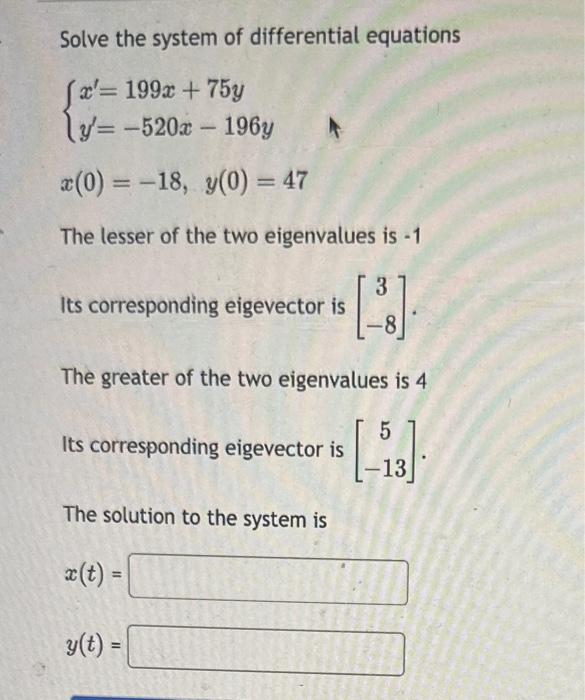 Solved Solve the system of differential equations | Chegg.com