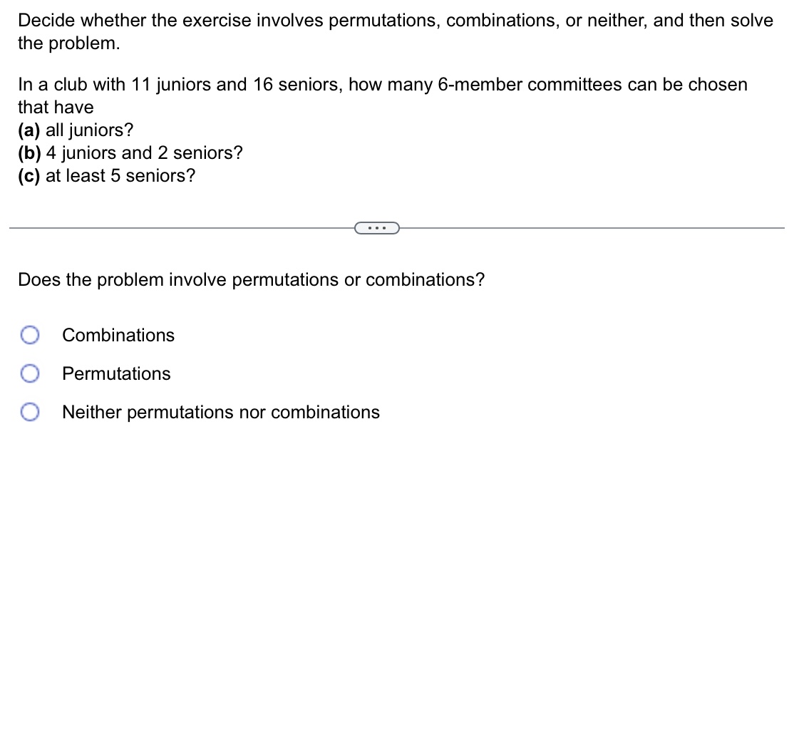 Solved Decide whether the exercise involves permutations, | Chegg.com