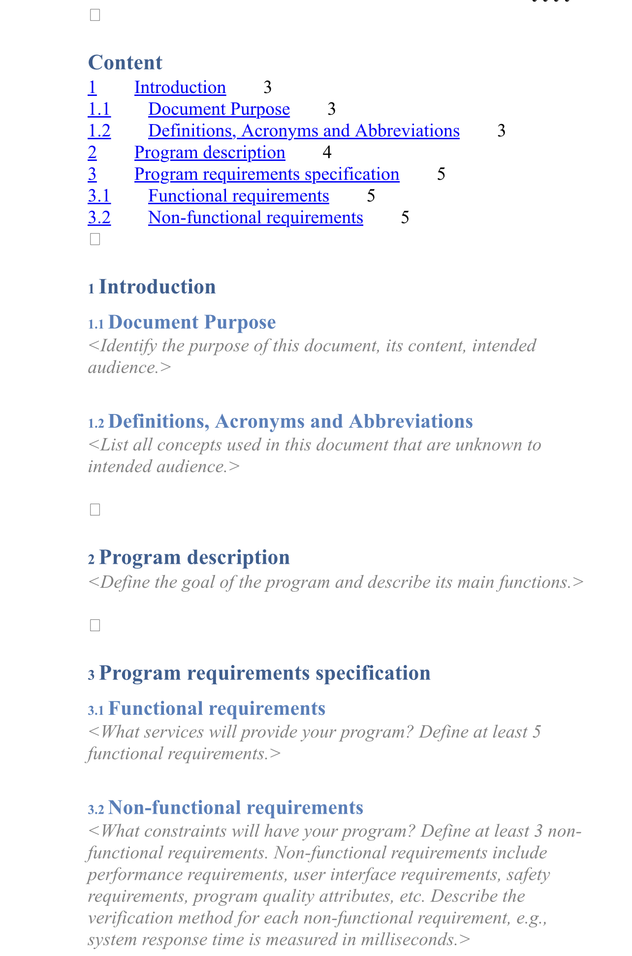 Solved Documenting a program.Fill out Program requirements | Chegg.com