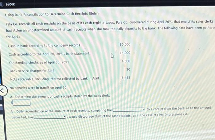 Solved Using Bank Reconciliation to Determine Cash Receipts | Chegg.com