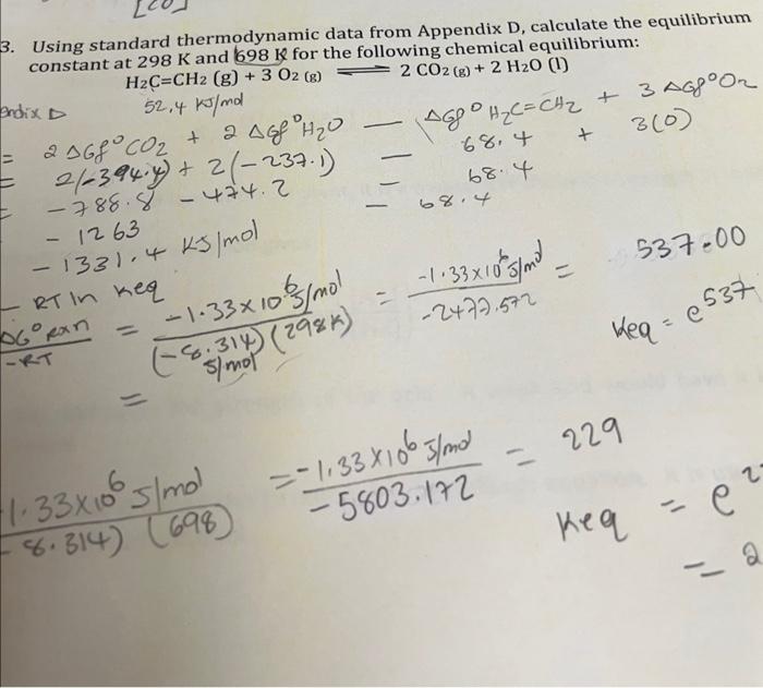 3. Using standard thermodynamic data from Appendix D, | Chegg.com