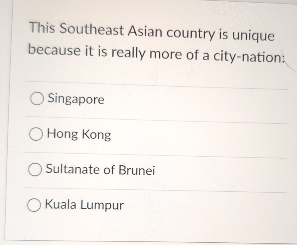 This Southeast Asian country is unique because it is | Chegg.com