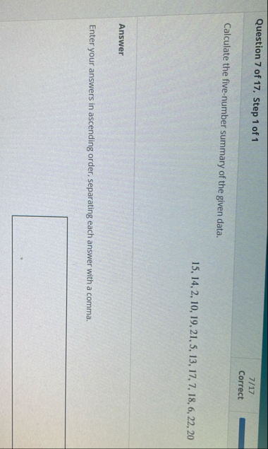 Solved Question 7 ﻿of 17. ﻿Step 1 ﻿of 17/17CorrectCalculate | Chegg.com