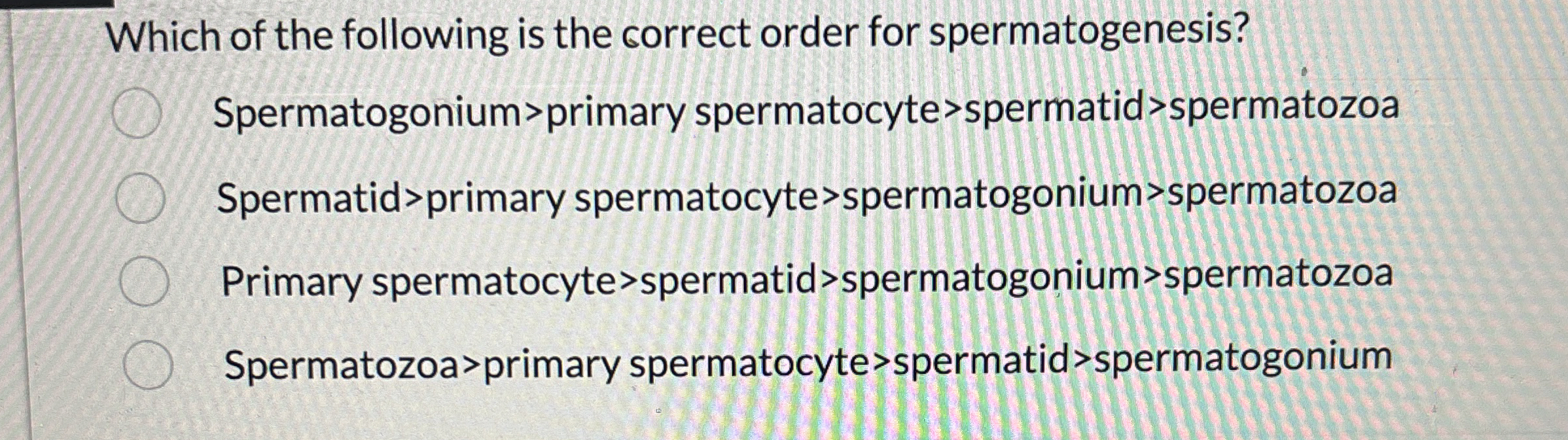 Solved Which of the following is the Gorrect order for | Chegg.com