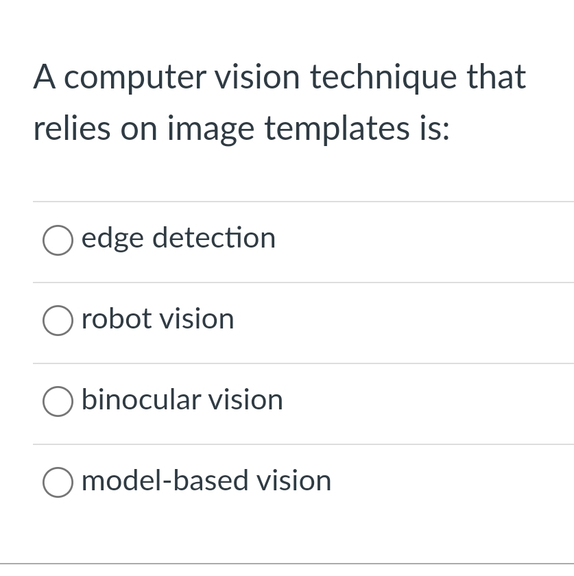 Solved A computer vision technique that relies on image | Chegg.com