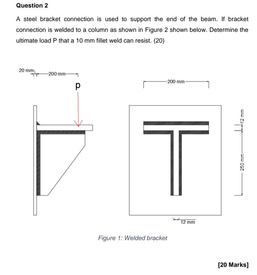 Solved A steel bracket connection is used to support the end | Chegg.com