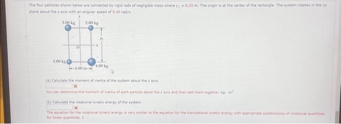 Solved The four particles shown below are connected by rigid | Chegg.com