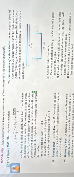 67. Floating Ball The polynomial function | Chegg.com