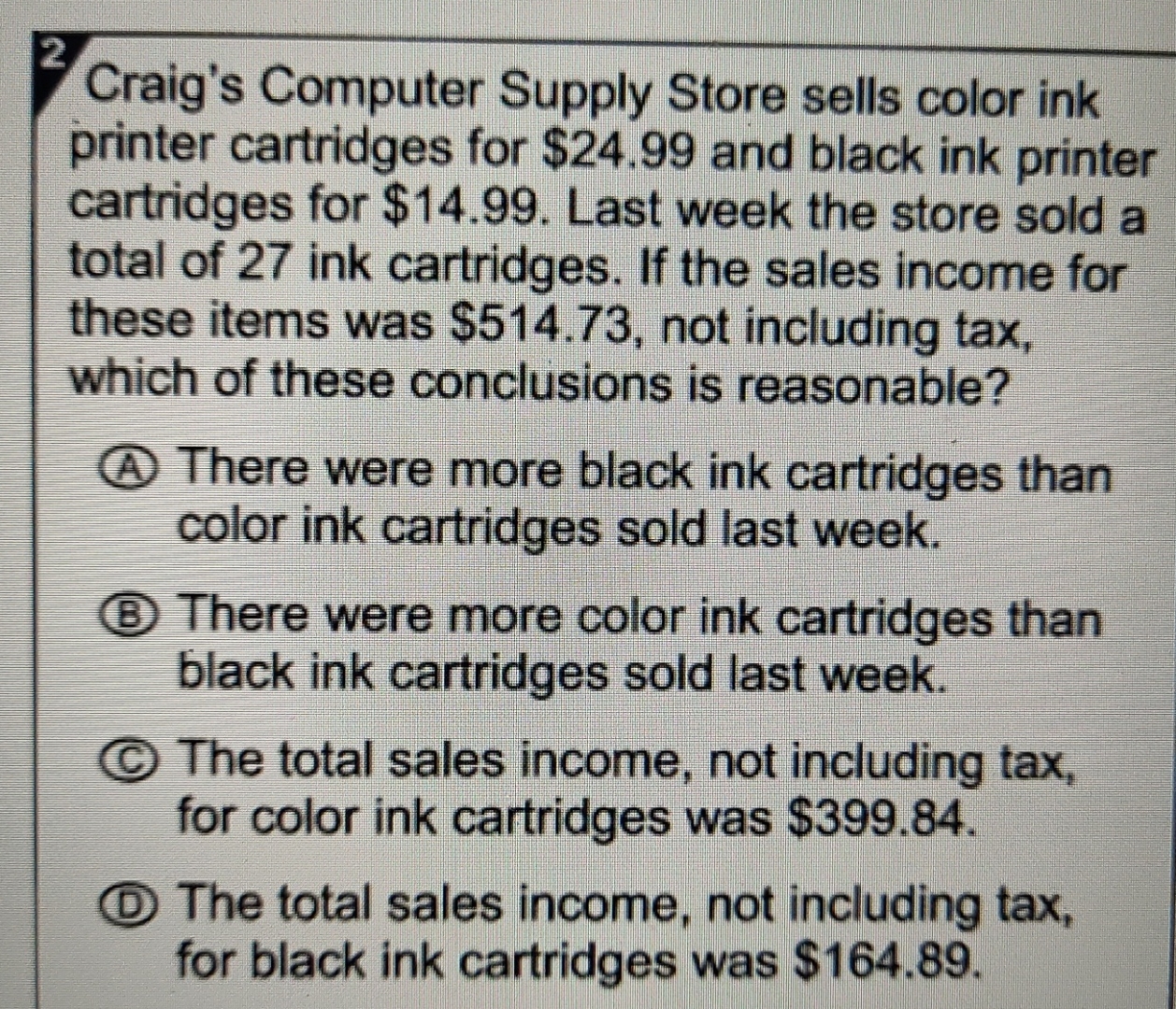 Solved Craig's Computer Supply Store sells color ink printer | Chegg.com