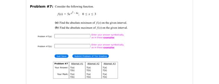 Problem \#7: Consider the following function. | Chegg.com
