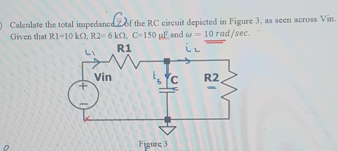 Solved Calculate the total impedance 7 of the RC circuit | Chegg.com