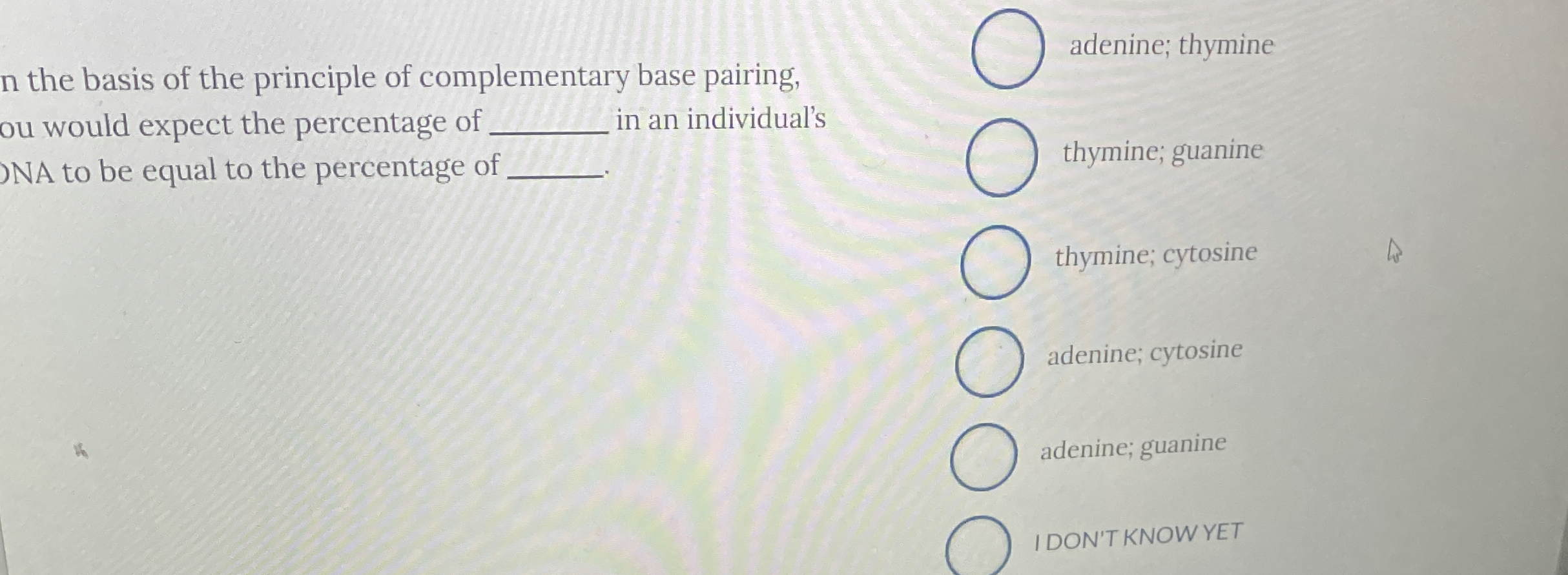Solved n the basis of the principle of complementary base | Chegg.com
