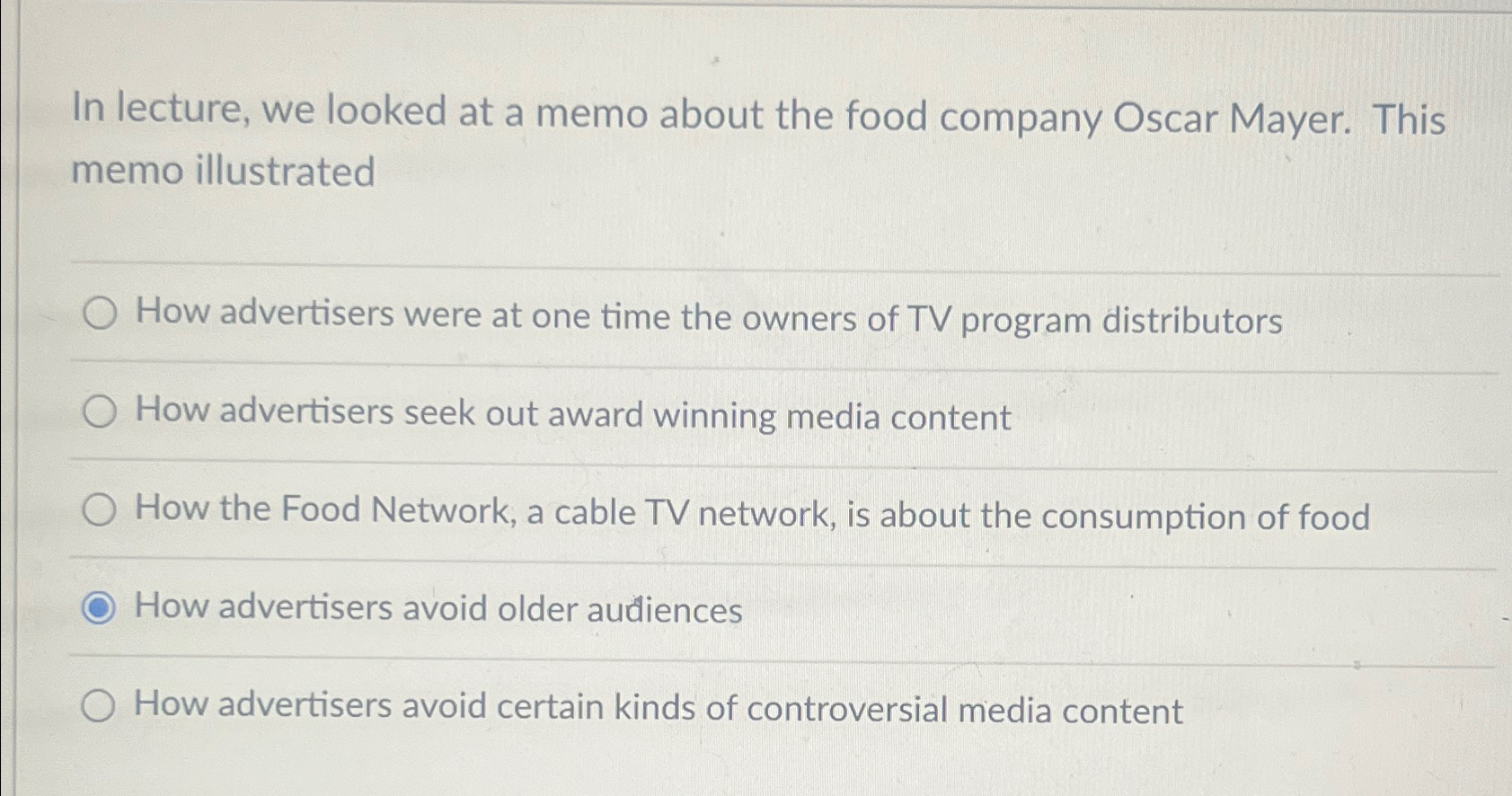 Solved In lecture, we looked at a memo about the food | Chegg.com