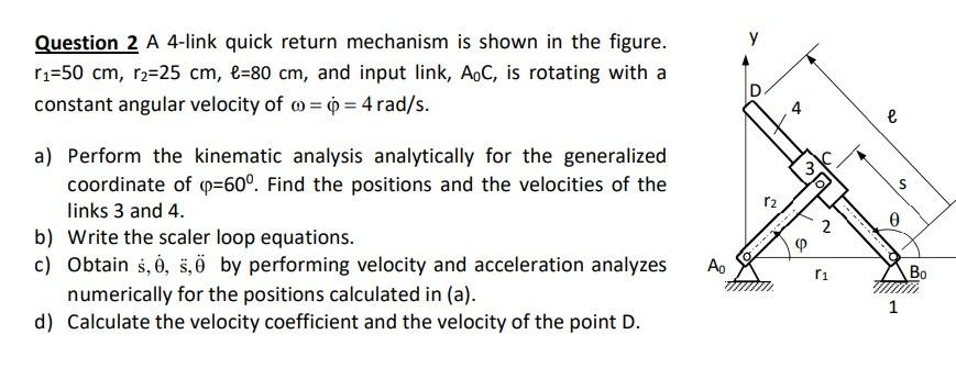 A 4-link quick return mechanism is shown in the | Chegg.com