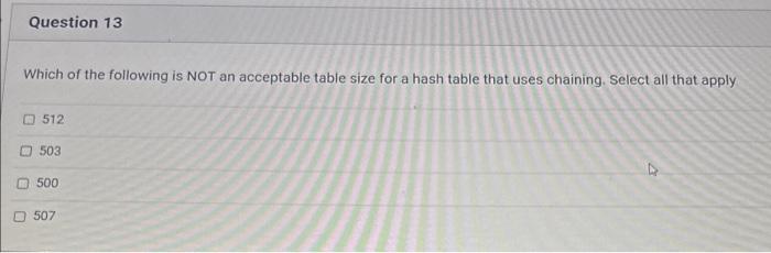 Which of the following is NOT an acceptable table | Chegg.com