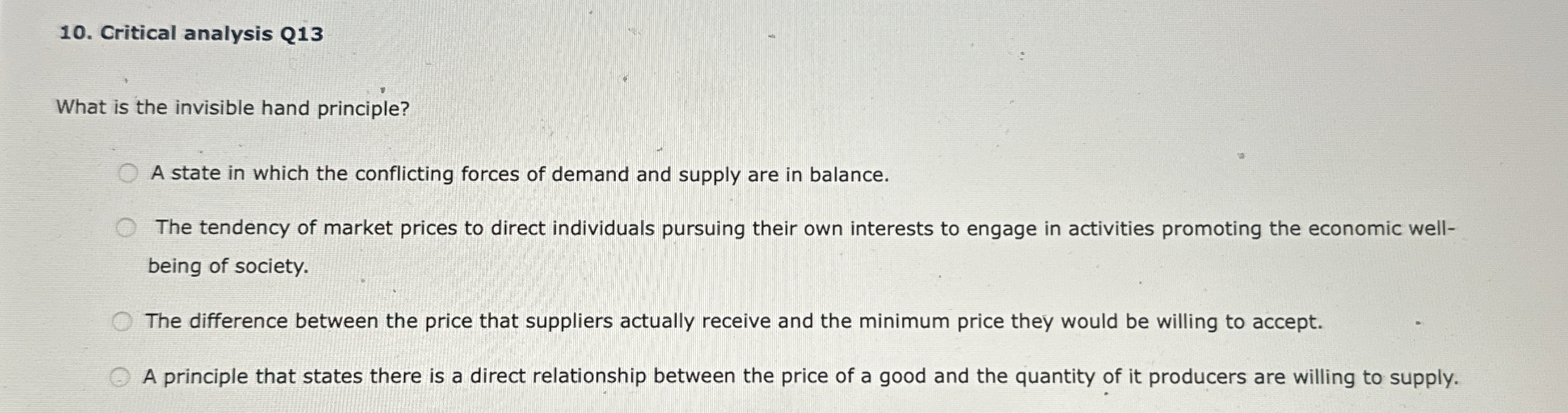 Solved Critical analysis Q13What is the invisible hand | Chegg.com