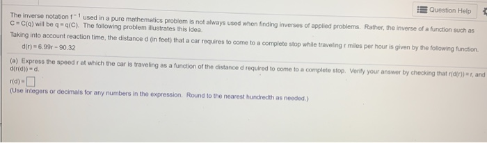 Solved Question Help The inverse notation - 1 used in a pure | Chegg.com