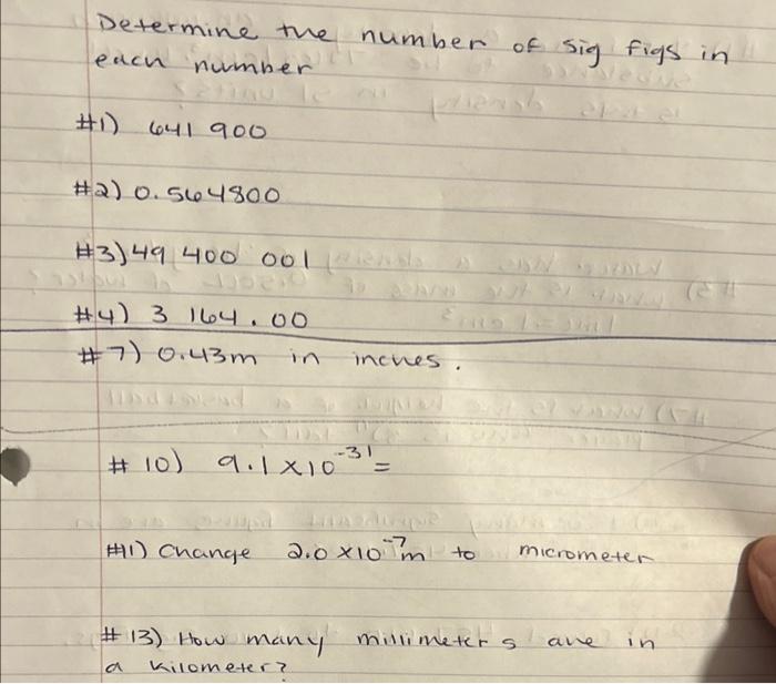 Solved Determine the number of sig figs in each number \#1) | Chegg.com