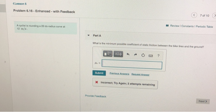 Solved what is the minimum possible coeffecient of static | Chegg.com