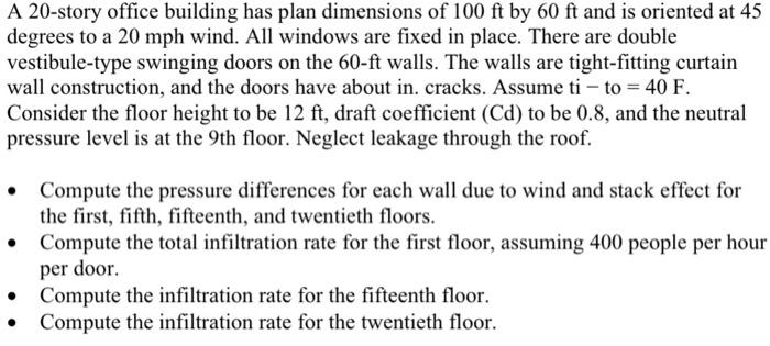 Solved A 20 -story office building has plan dimensions of | Chegg.com