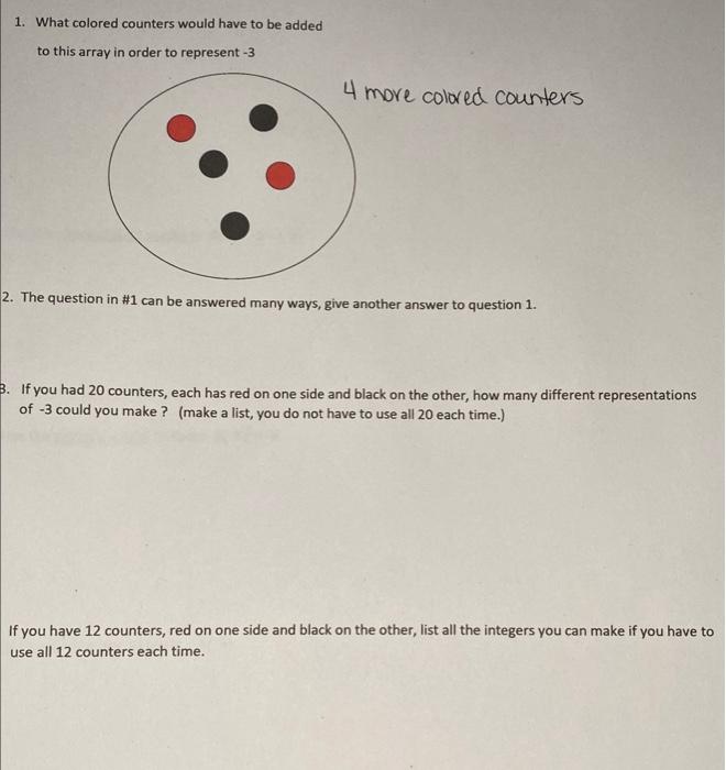 Solved 1. What colored counters would have to be added to | Chegg.com