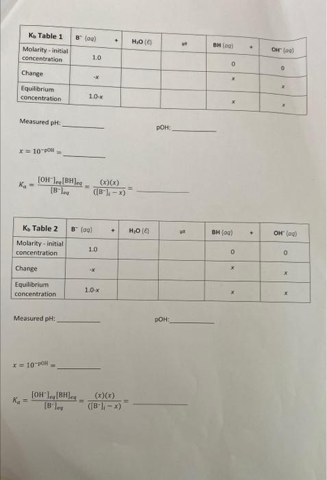 Solved Table 4. Using experimental data, fill in the table | Chegg.com