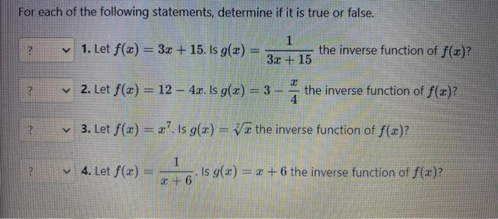 Solved For each of the following statements, determine if it | Chegg.com