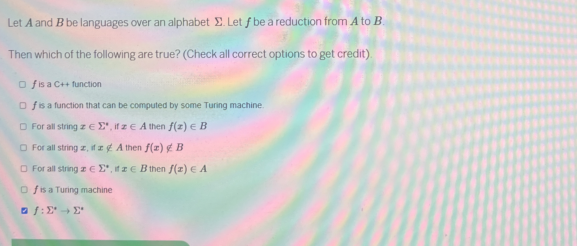 Solved Let A and B ﻿be languages over an alphabet Σ. ﻿Let f | Chegg.com