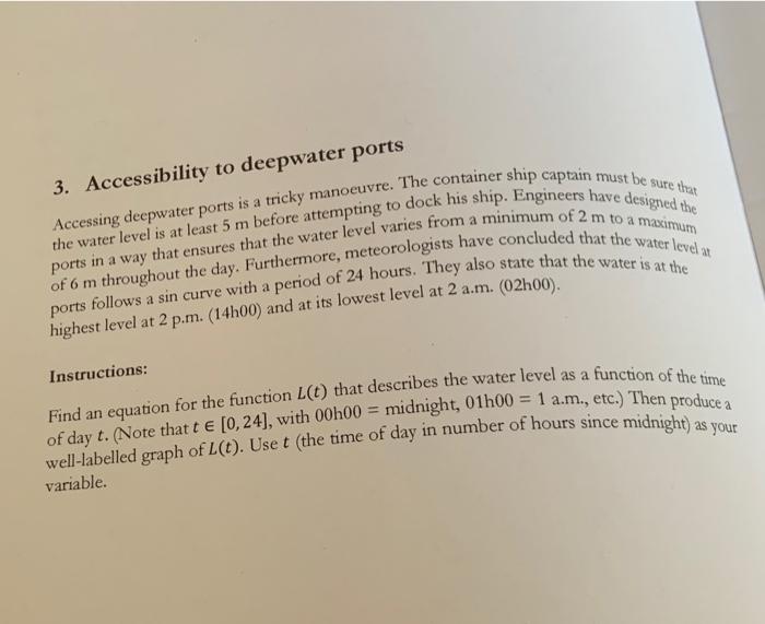Solved 3. Accessibility to deepwater ports Accessing | Chegg.com