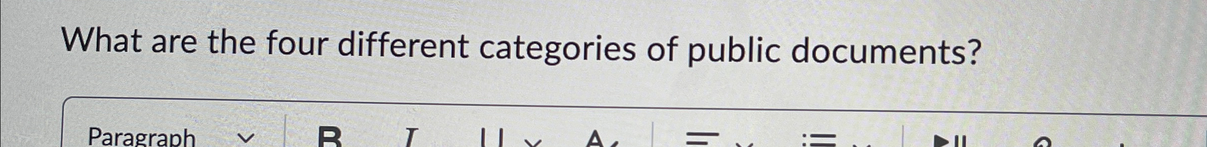 Solved What are the four different categories of public | Chegg.com