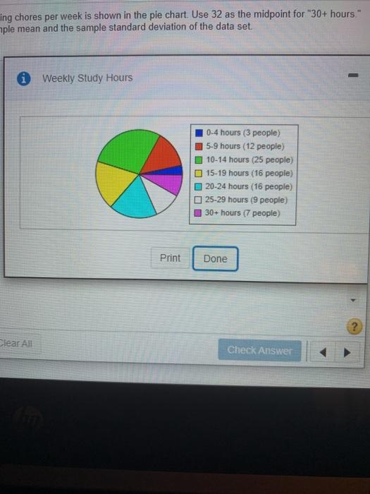 Solved ing chores per week is shown in the pie chart. Use 32 | Chegg.com