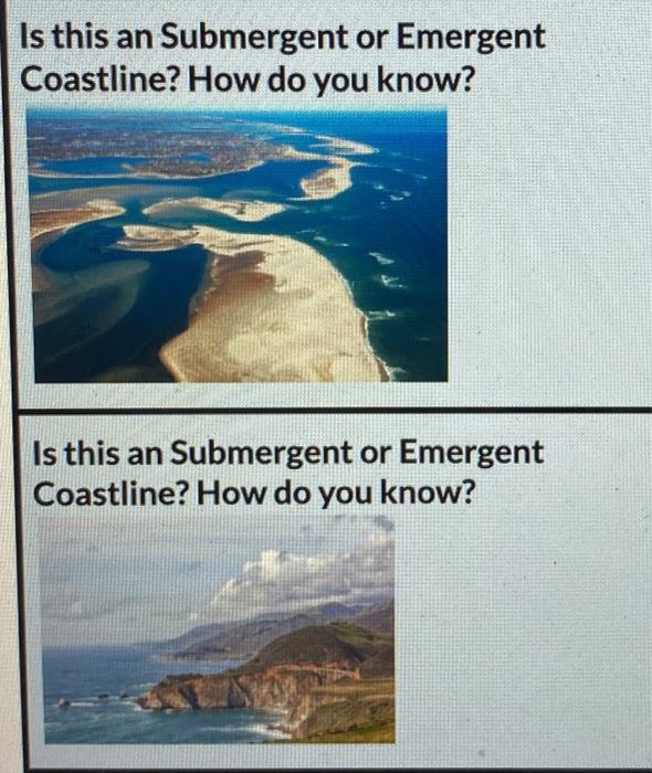 Solved Is this an Submergent or Emergent Coastline? How do | Chegg.com