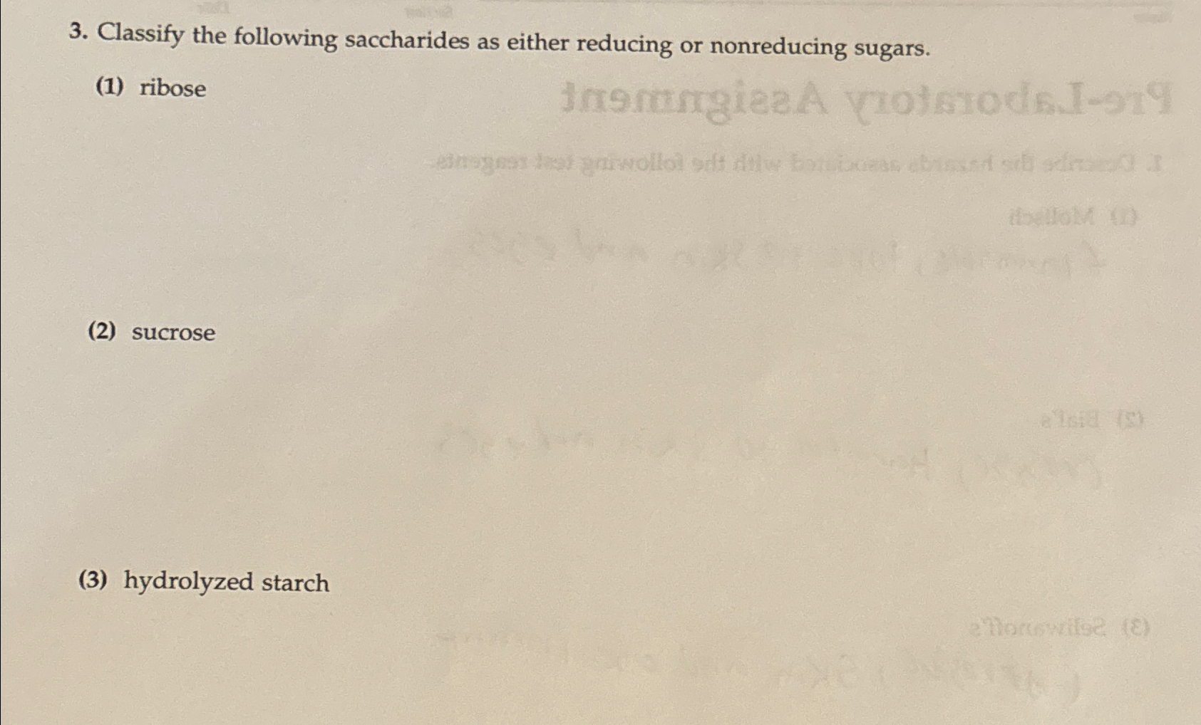 Solved Classify the following saccharides as either reducing | Chegg.com