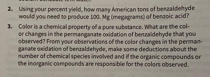 Solved 2. Using your percent yield, how many American tons | Chegg.com