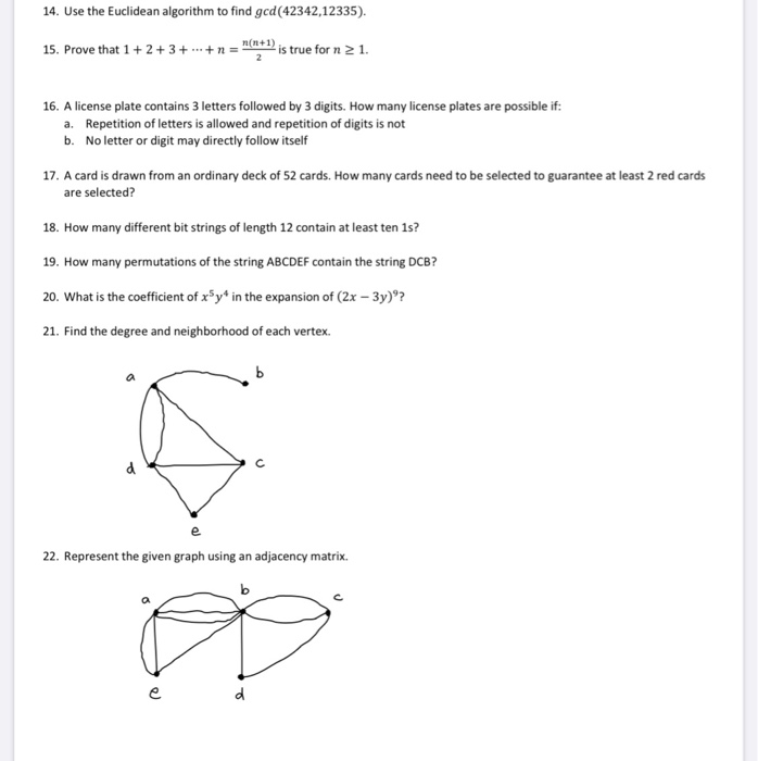Solved 14. Use the Euclidean algorithm to find god | Chegg.com