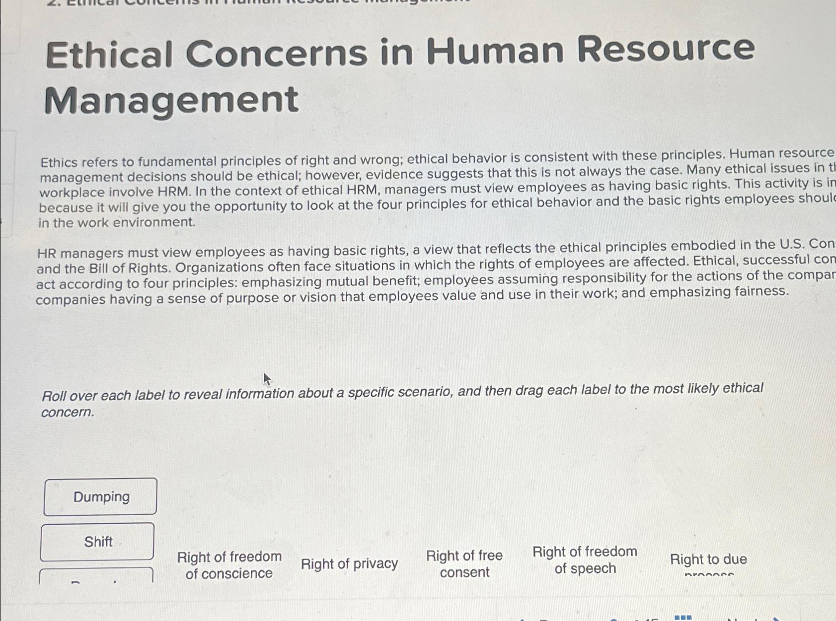Solved Ethical Concerns in Human Resource ManagementEthics | Chegg.com
