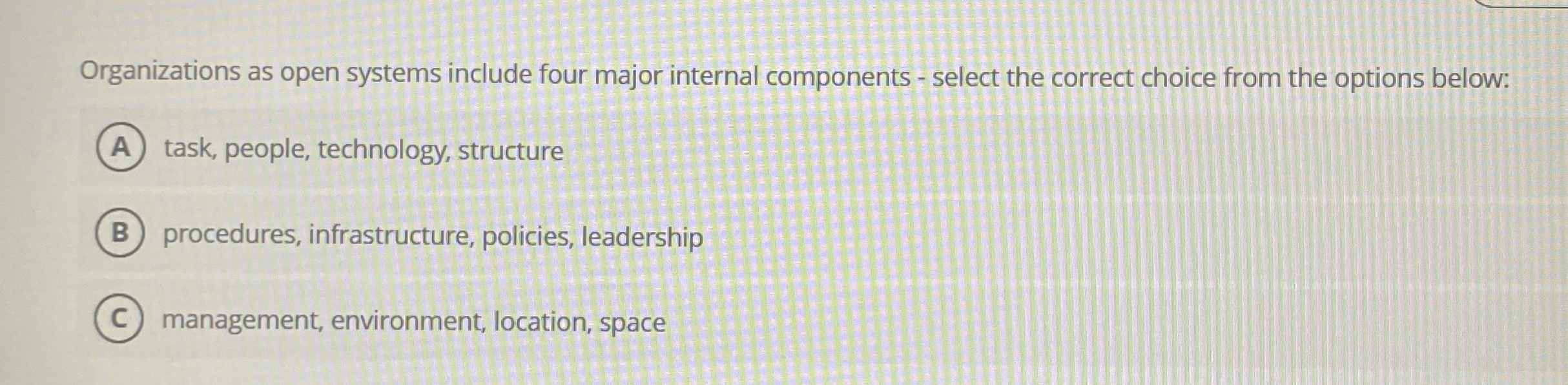 Solved Organizations as open systems include four major | Chegg.com