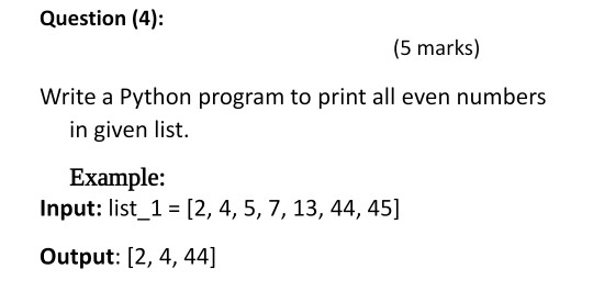 Solved Question (4): (5 marks) Write a Python program to | Chegg.com