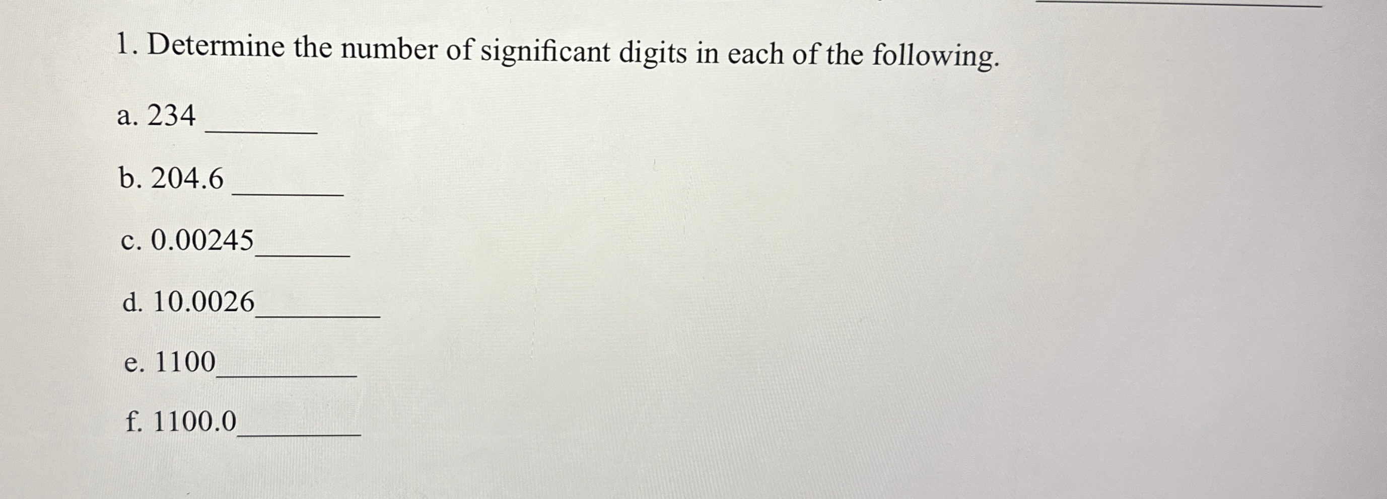 Solved Determine the number of significant digits in each of | Chegg.com