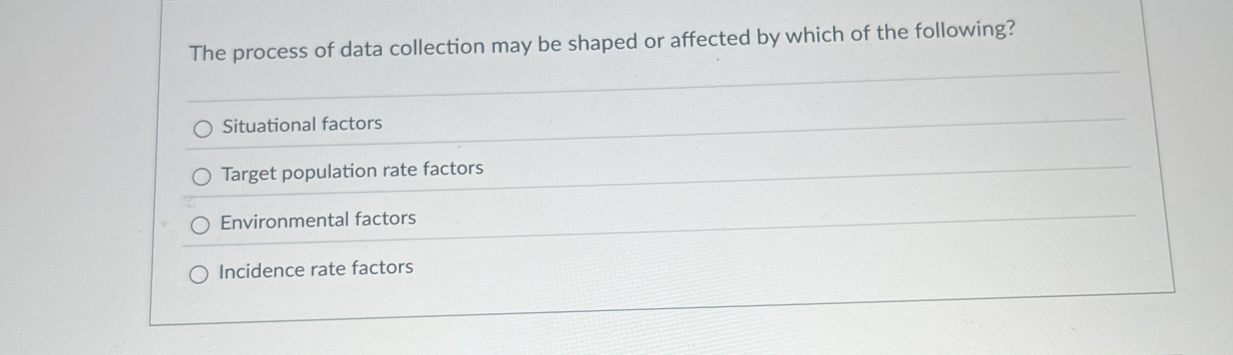 Solved The process of data collection may be shaped or | Chegg.com